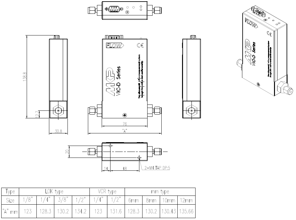 VIC-D210 (0~1.5 LPM) - Digital MFC - 한국계기티엔에스 : MKP 유량계제작 및 콘트롤 관련 각종 계측기